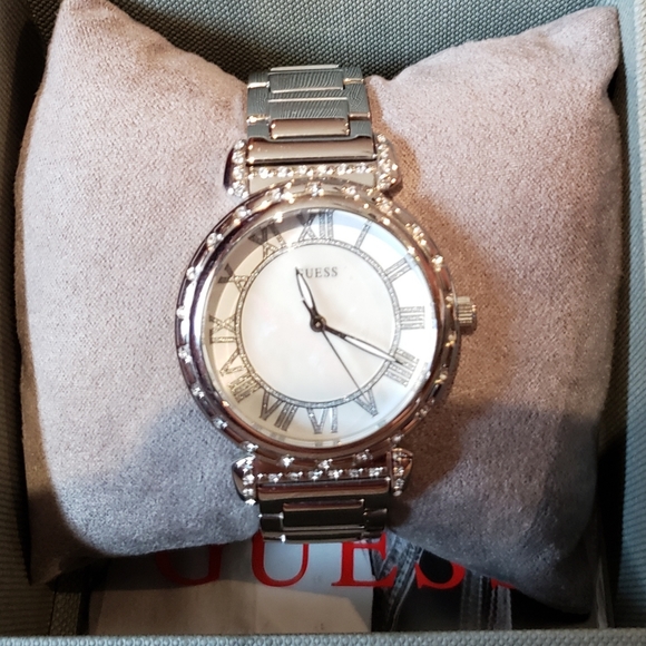 Guess | Accessories | Guess Ladies Watch Silver White Face | Poshmark